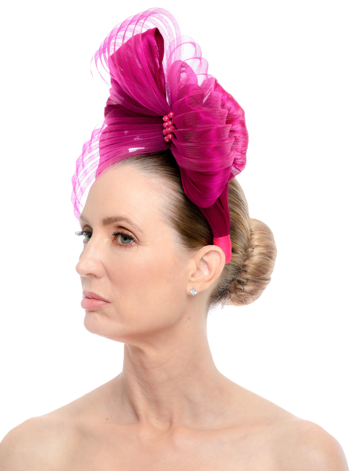 PINK SILK TURBAN WITH PEARLS - Shapoh